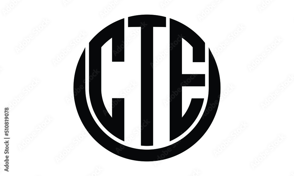 CTE three letter shield in circle logo design vector template. letter ...