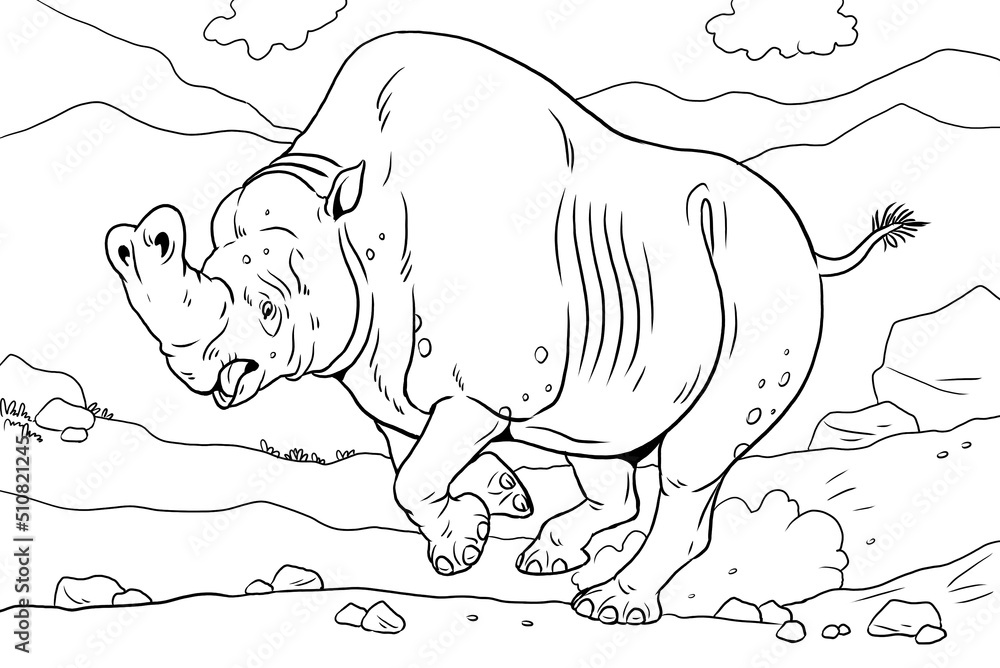 Prehistoric animal - embolotherium. Drawing with extinct animals ...