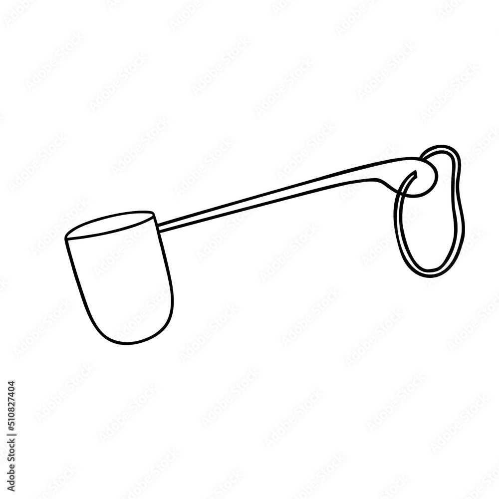 Japanese tea ladle simple outline hand drawn vector illustration ...