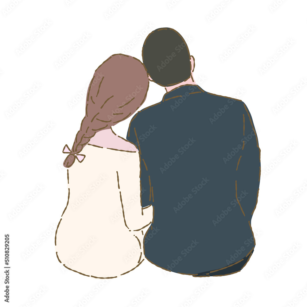 Hand drawn flat vector illustration of a young happy couple cartoon ...