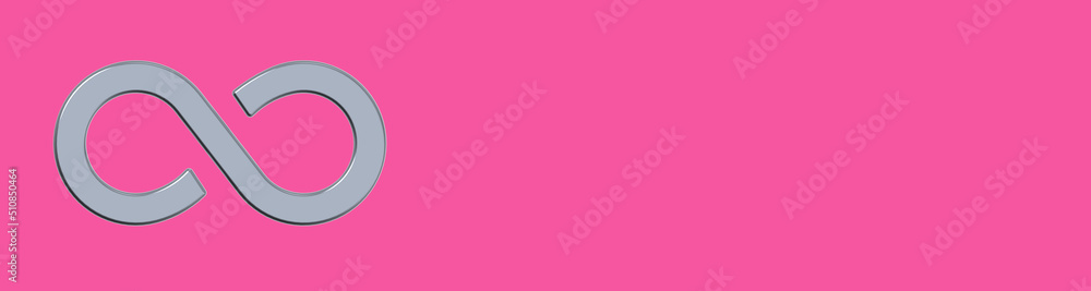 The sign of infinity is silver, isolated on a purpur background. Symbol ...