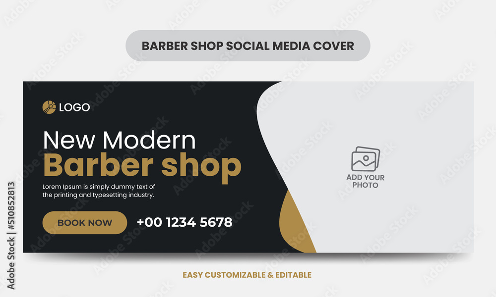 Modern barber shop social media cover photo template. beauty salon web ...