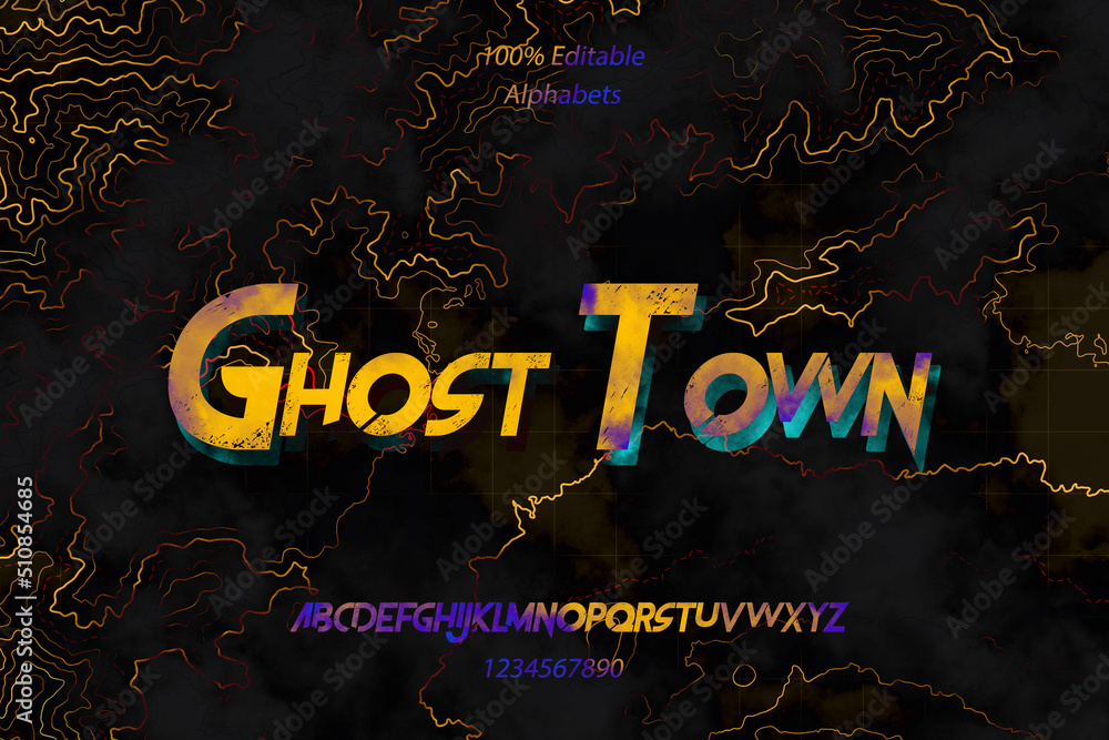Ghost scary movie alphabet font. "Ghost Town" Typography Smokey design ...