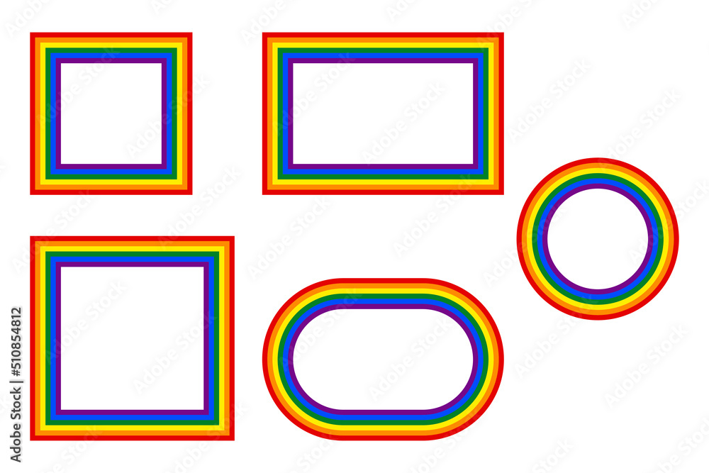 Flag LGBT icons, round and squared frames. Template border, vector ...