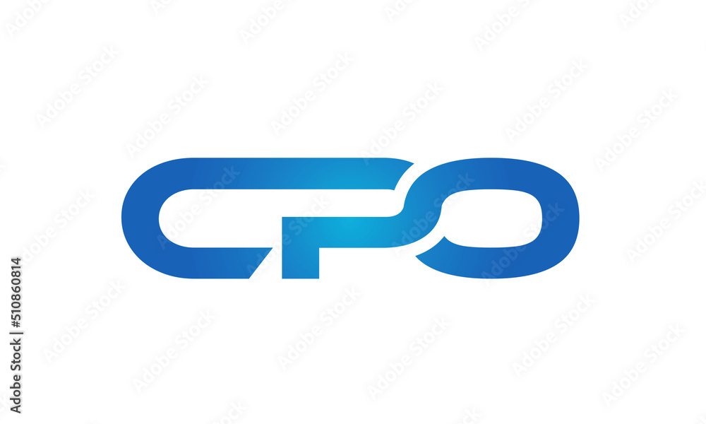 Connected CPO Letters logo Design Linked Chain logo Concept Stock ...