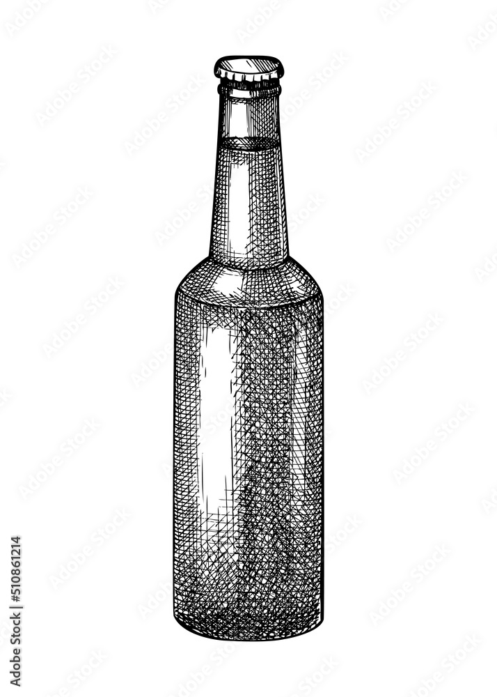 Sketched beer bottle illustration. Vector sketch of the popular ...