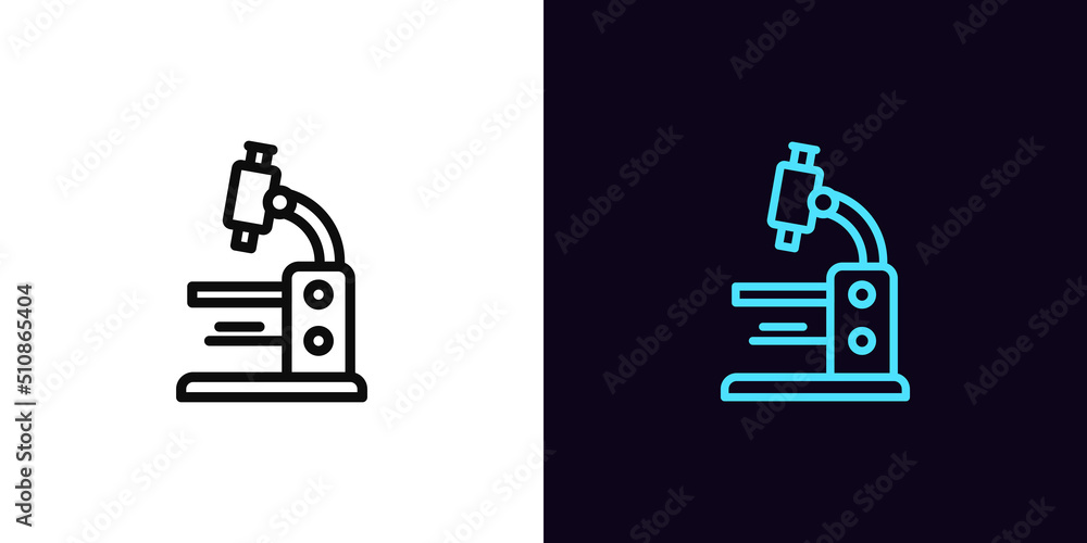 Outline microscope icon, with editable stroke. Microscope silhouette ...