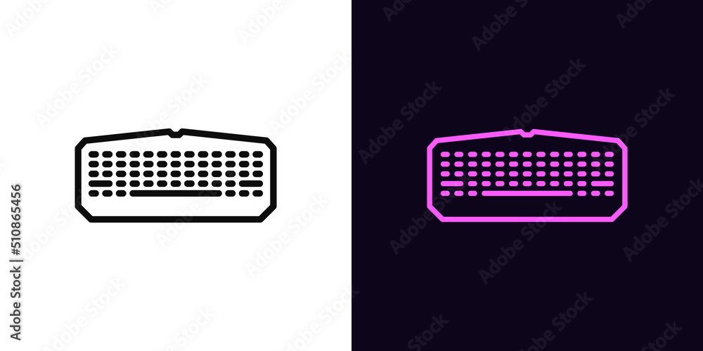 Outline gaming keyboard icon, with editable stroke. Wireless computer ...