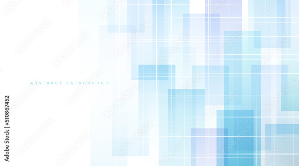 Abstract blue and purple geometric square shapes on white background ...