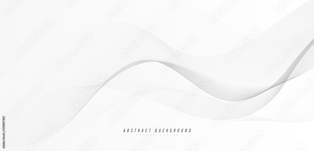 Abstract grey wave lines on white background. Modern transparent ...