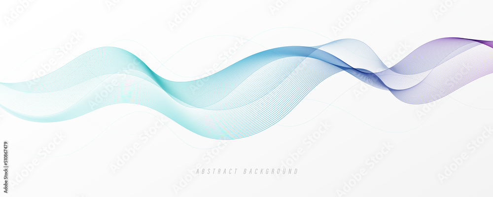 Abstract white background with colorful flowing wave lines. Dynamic ...
