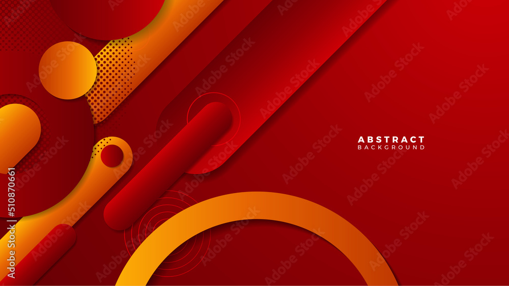 Abstract red orange banner geometric shapes light silver technology ...
