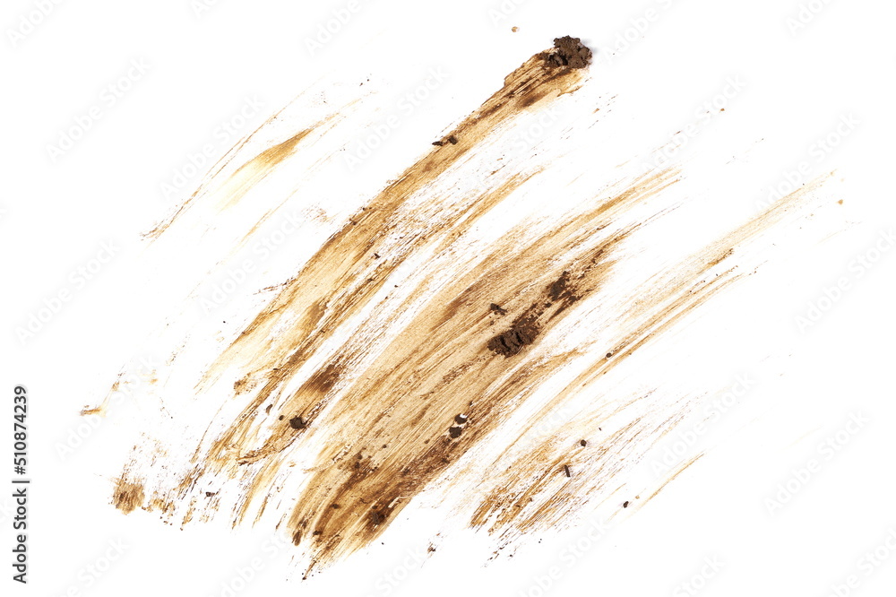 Wet mud, stains texture isolated on white, top view and clipping path ...