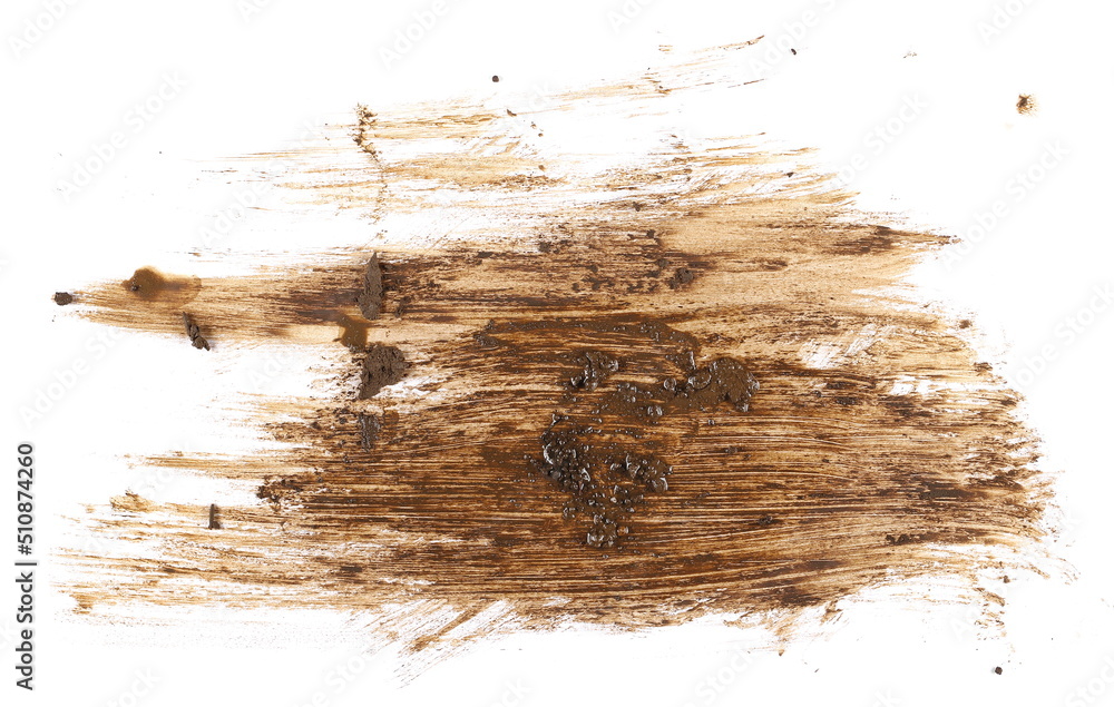Wet mud, stains texture isolated on white, top view and clipping path ...