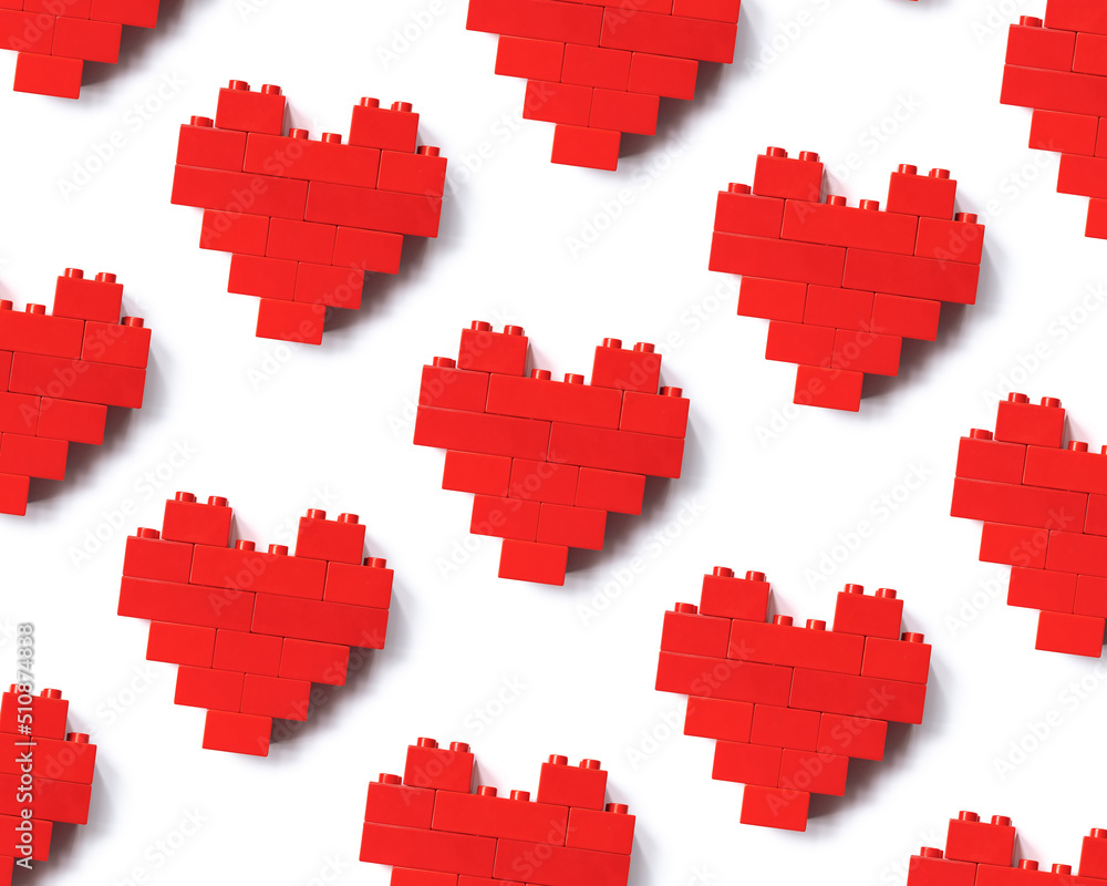 Foto Stock Red hearts from Lego blocks isolated on white background ...