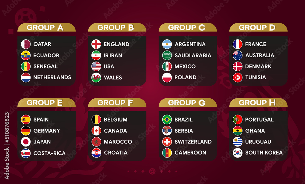 Vector table of the final stage of the 2022 World Cup tournament in ...