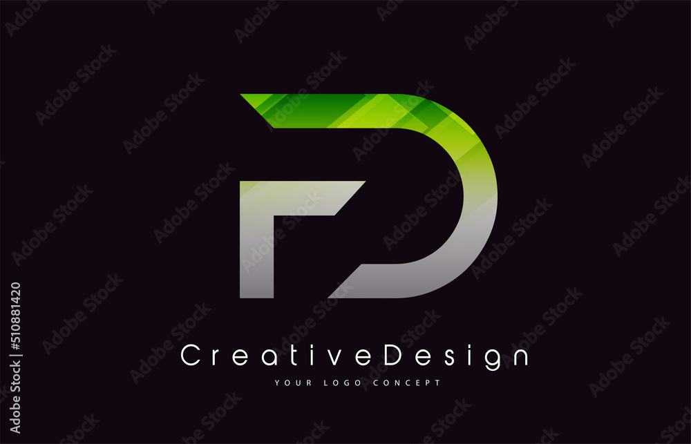 FD Letter Logo Design. Green Texture Creative Icon Modern Letters ...