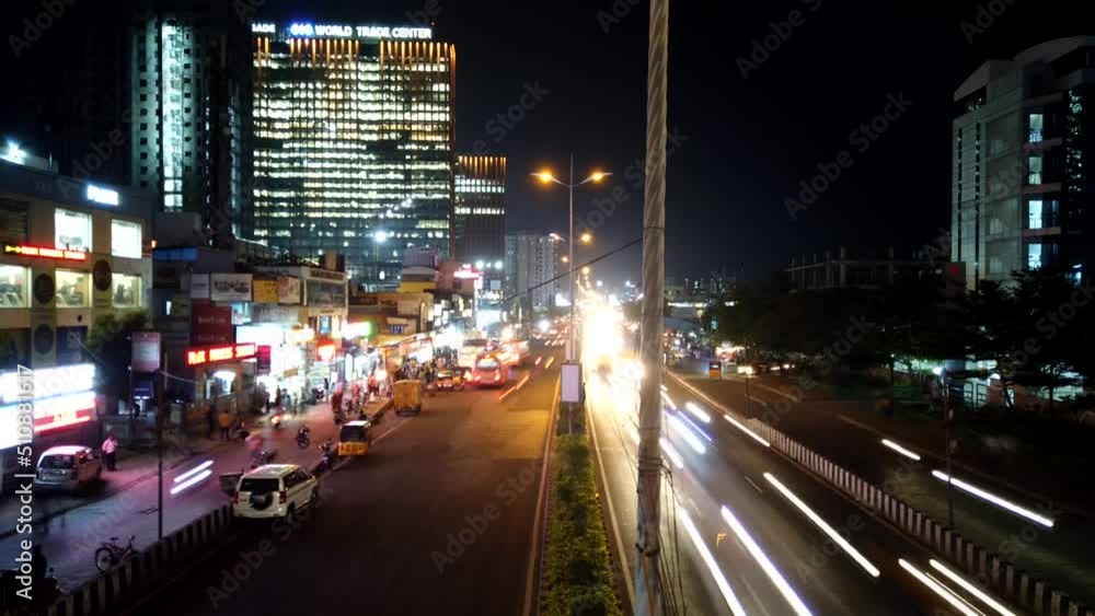 Chennai, India - June 10th 2022: Motion Time-lapse of Busy OMR road ...
