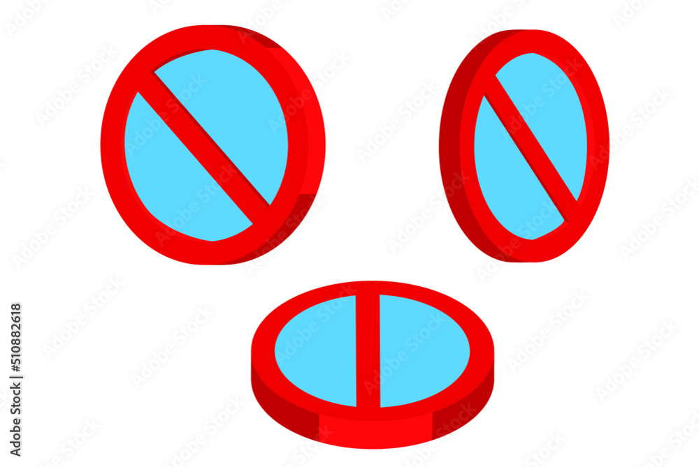 3D no waiting with blue traffic sign vector set, isolated on white ...