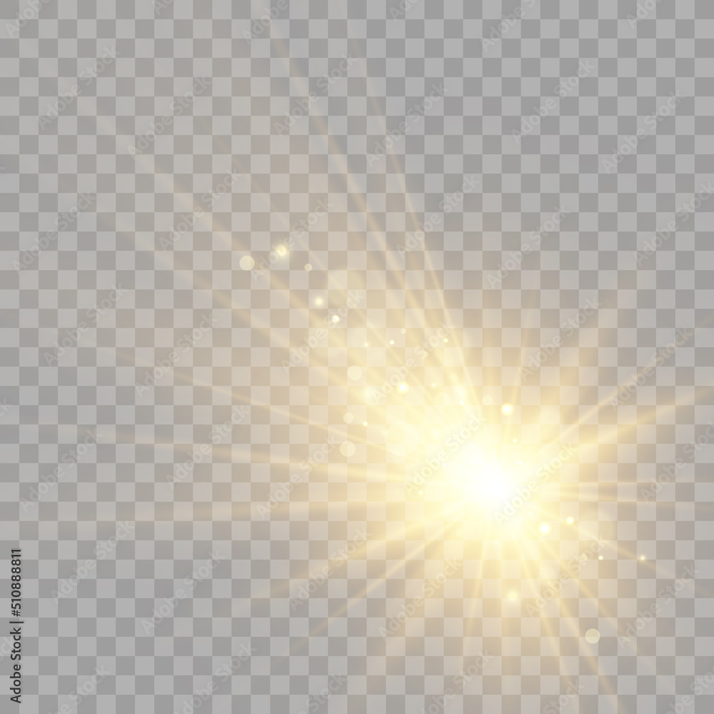 Glow isolated light effect set, lens flare, explosion, glitter, line ...
