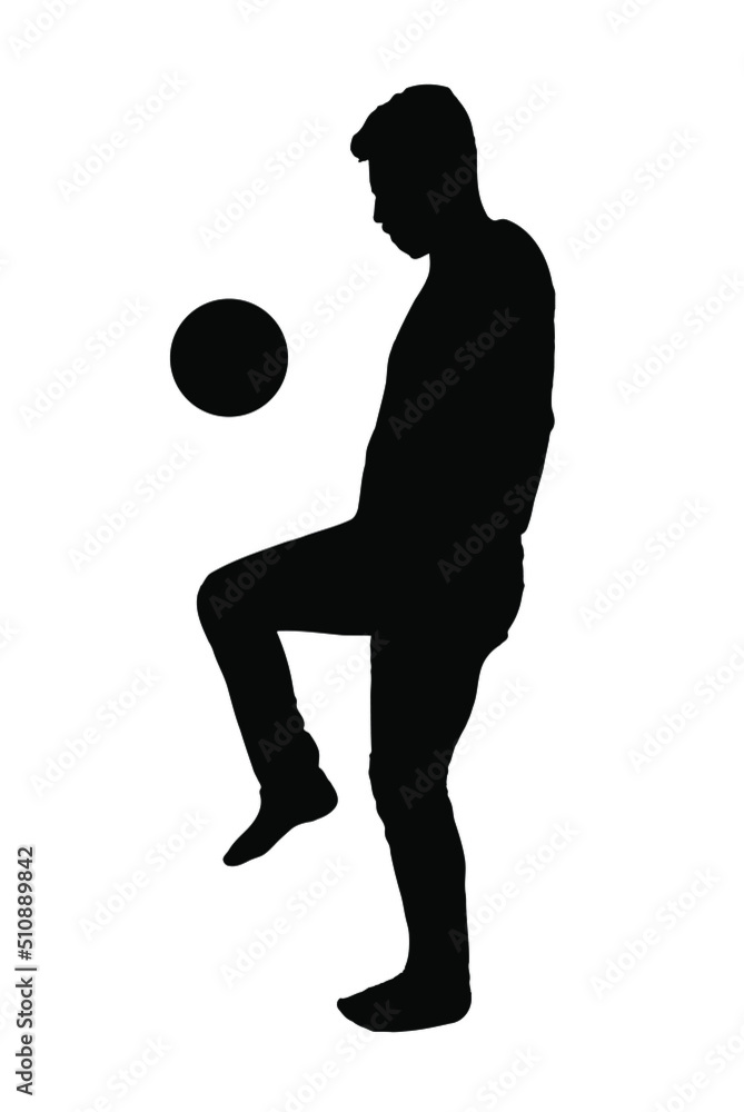 Man bouncing ball vector silhouette, isolated on white background, fill ...