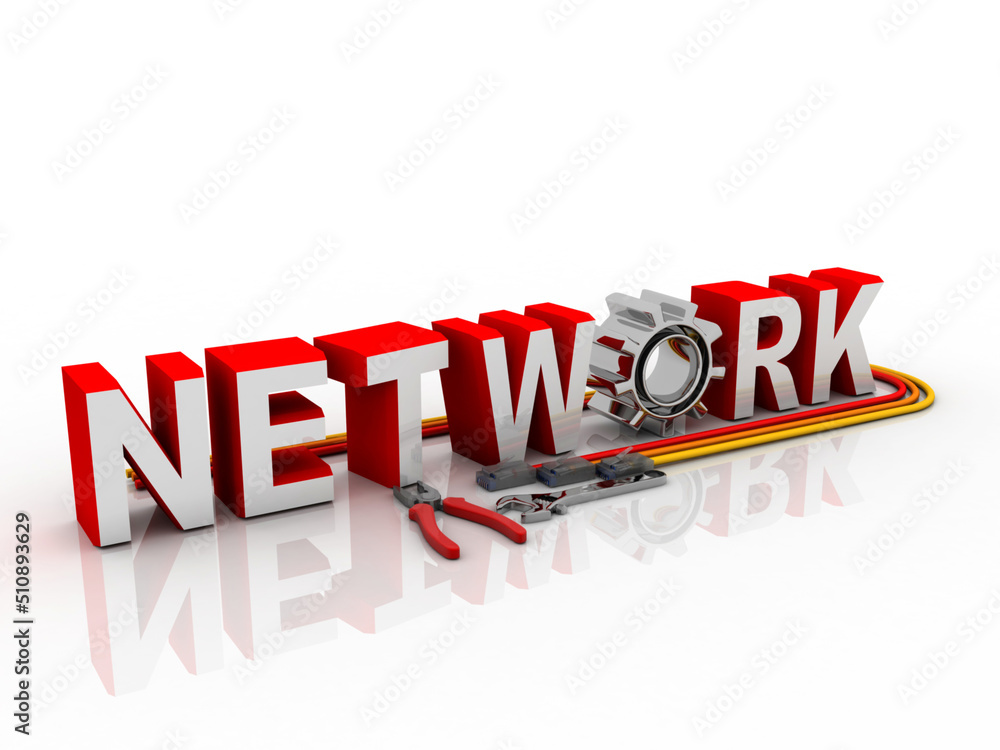 3d rendering Network connection, internet communication and computer ...