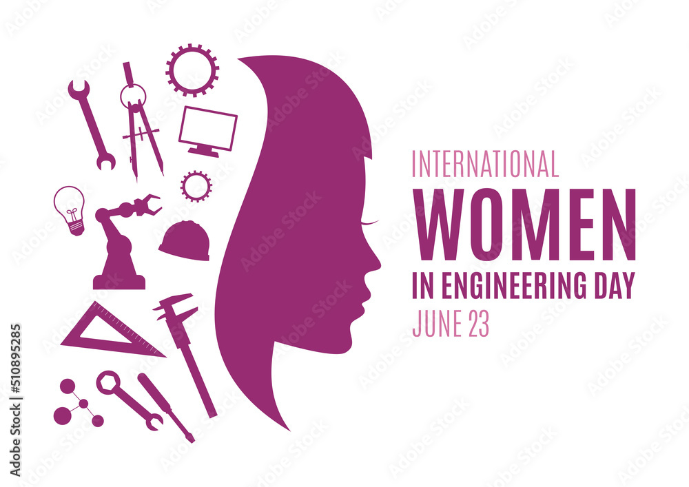 International Women in Engineering Day vector. Woman face in profile ...