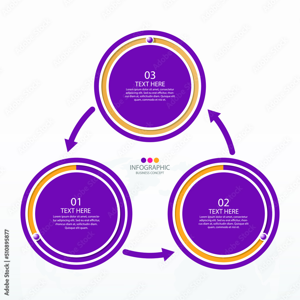 Basic circle infographic template with 3 steps, process or options ...