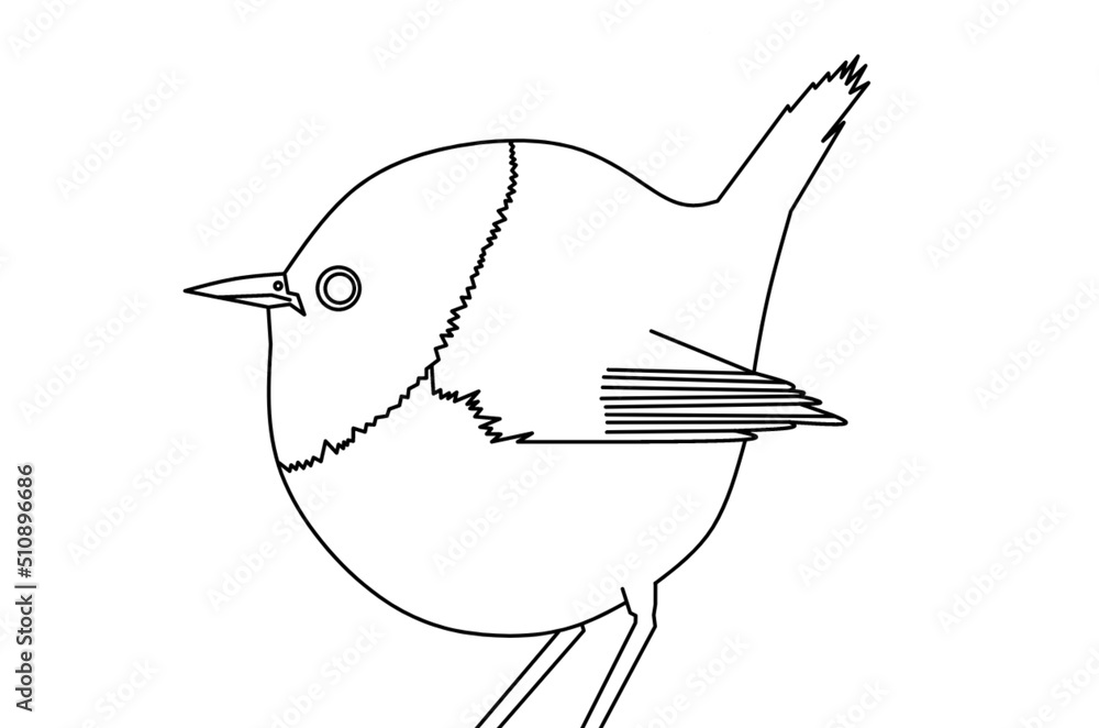 Robin round bird line art drawing Stock Illustration | Adobe Stock