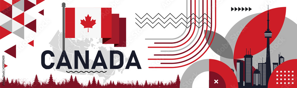Canada day banner for independence day of Canada. Retro abstract design ...