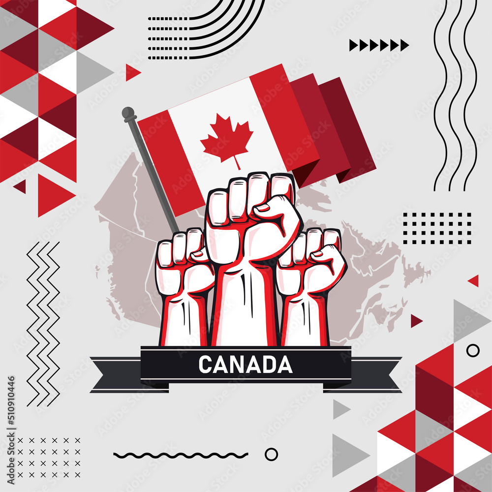 Canada day banner for independence day. Retro abstract design with ...