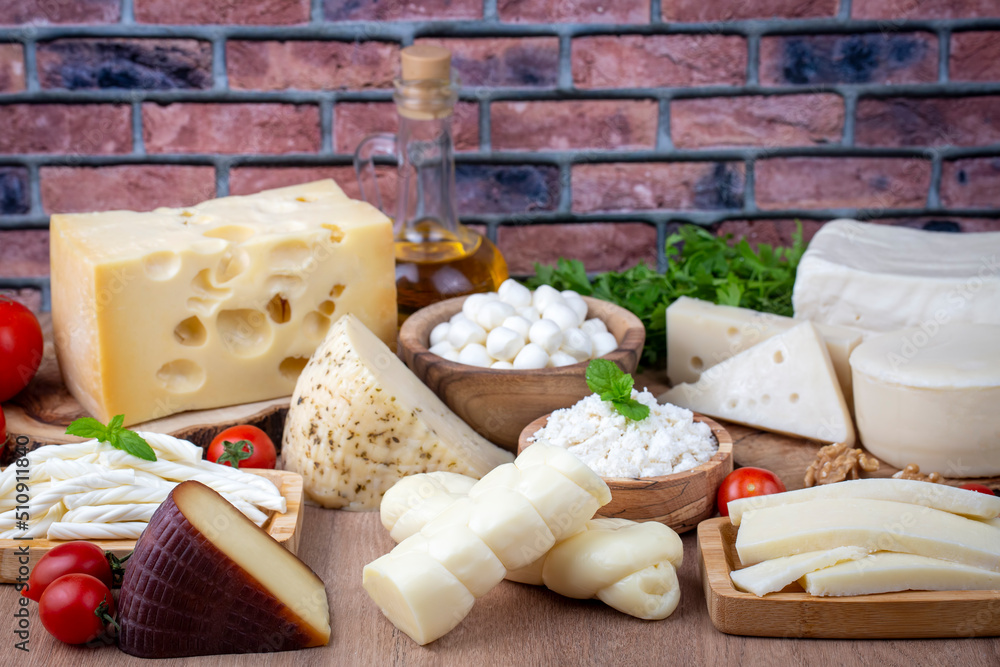 Special cheese varieties, various cheeses from Turkish cuisine Stock ...