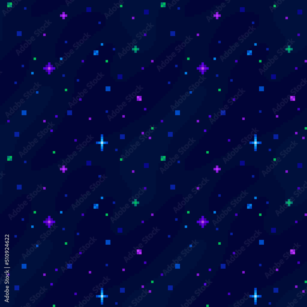 Pixel art star sky at night. Starry sky seamless tile backdrop Stock ...