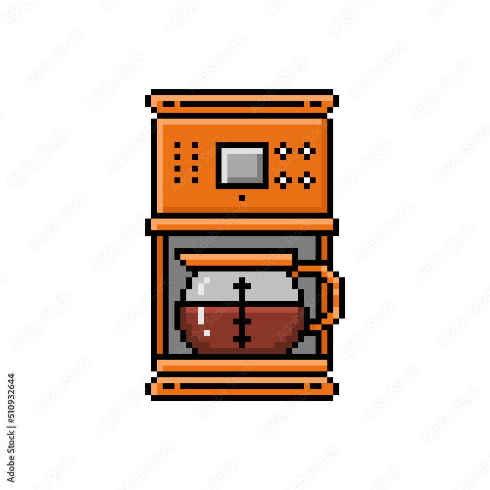 Pixel art drip coffee maker symbol isolated on white background. Small ...