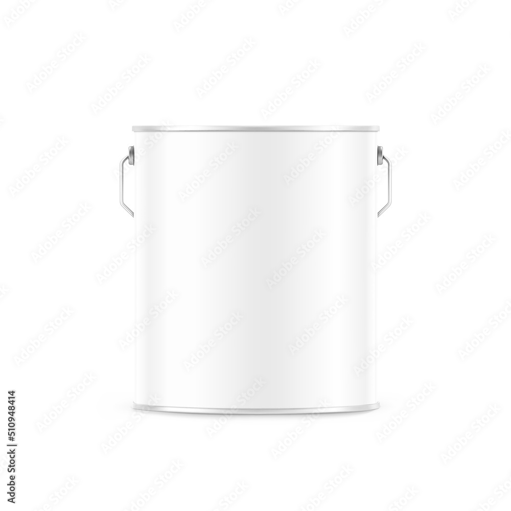 Realistic metal bucket with a handle. Vector illustration isolated on ...