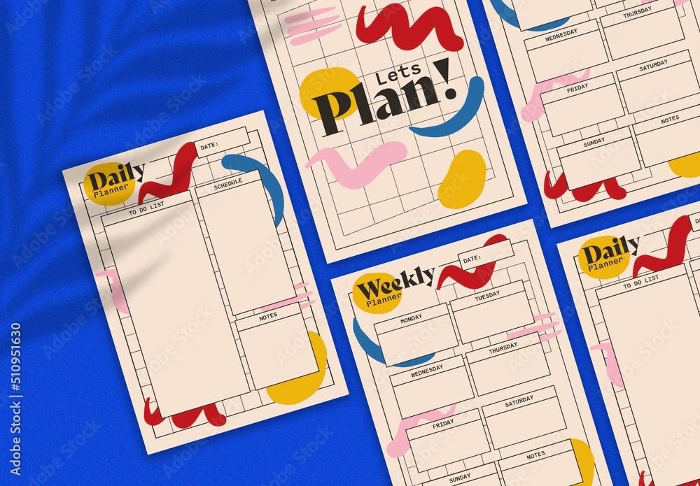 Daily and Weekly Planner with Abstract Shapes Stock Template | Adobe Stock