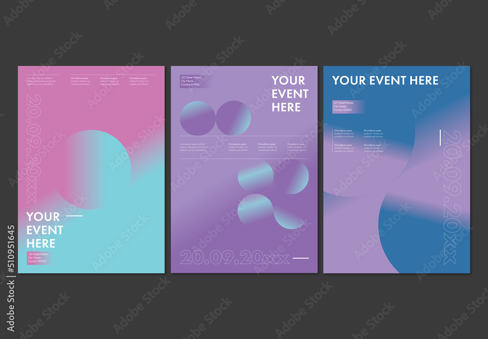 Gradient Poster Layout Set with Minimal Typography Stock Template ...