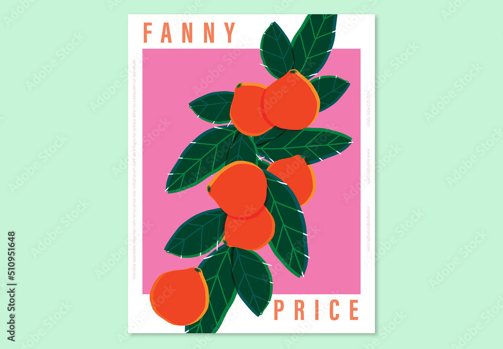 Block Colour Poster with Orange Tree Illustration Stock Template ...