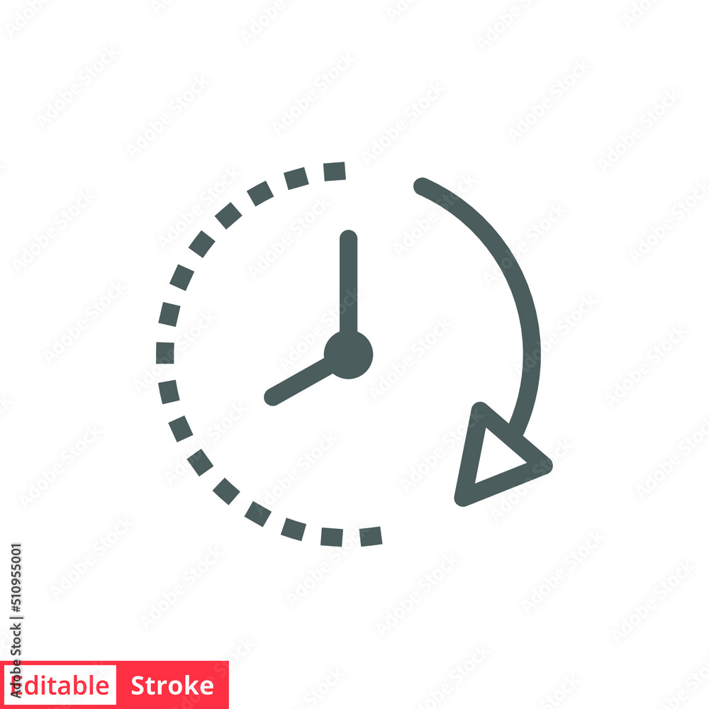 Passage of time icon vector. Simple outline style design. Round clock ...