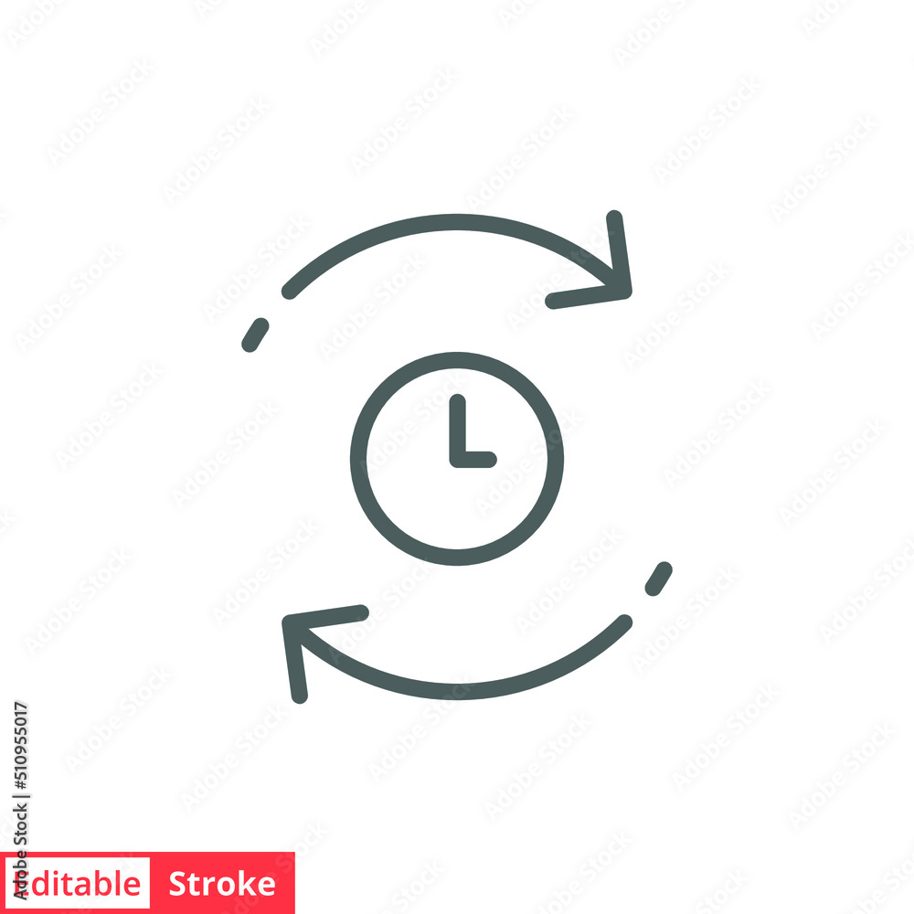Passage of time icon vector. Simple outline style design. Round clock ...