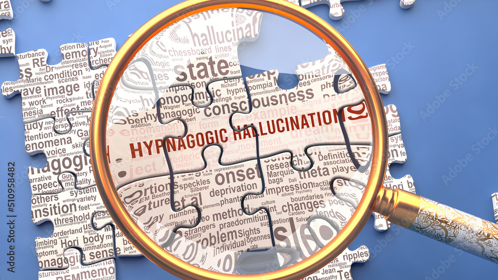 Hypnagogic hallucinations as a complex topic under close inspection. Complexity shown as puzzle ...