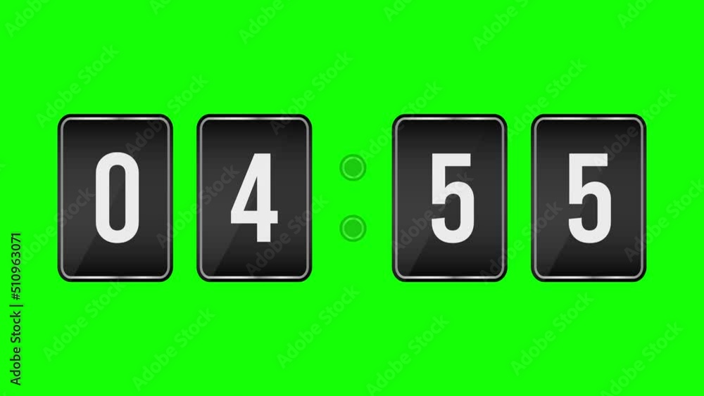 Special Clock 5 Minute Countdown 4k Animation On Green Screen 5