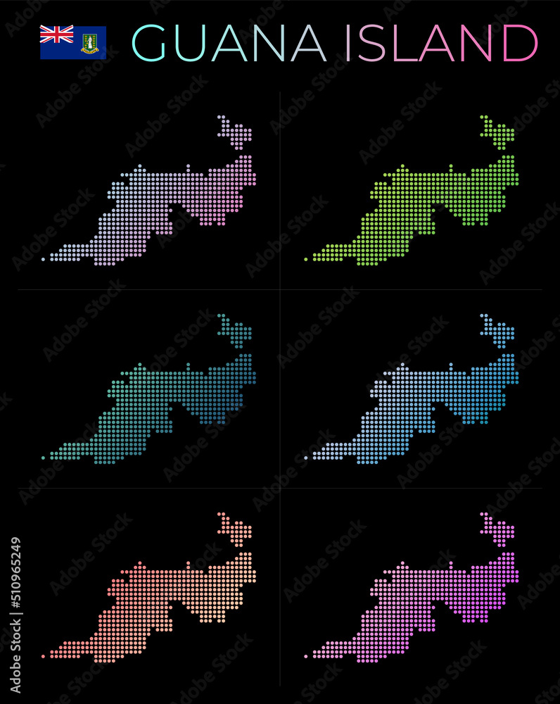 Guana Island dotted map set. Map of Guana Island in dotted style ...