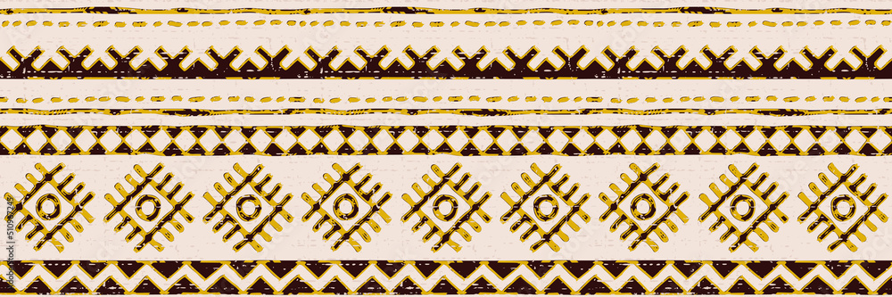 Seamless border, ethnic background, hand drawing, vector banner Stock ...