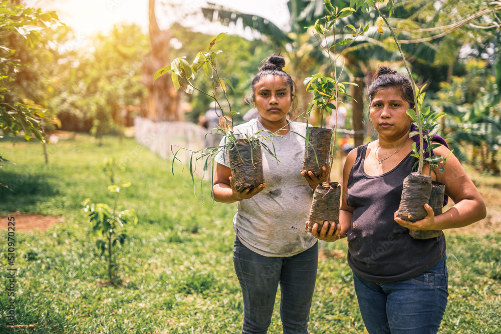 Horizontal photo with copy space of two Nicaraguan women, mother and ...