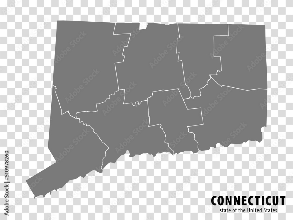 State Connecticut map on transparent background. Blank map of ...