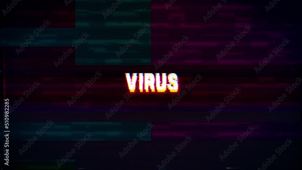 Vidéo Stock VIRUS text with Glitch pixel screen animation. VHS ...