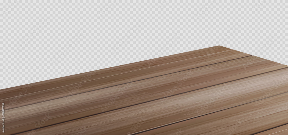 Dining wooden table top, corner perspective realistic vector ...