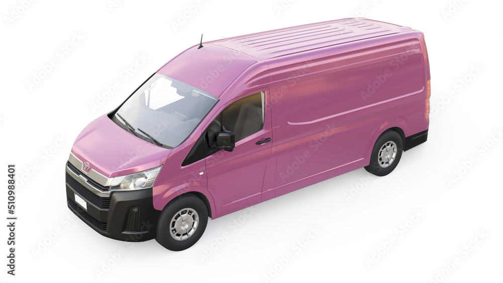 Tokyo, Japan. April 12, 2022: Toyota Hiace. Pink commercial van for ...
