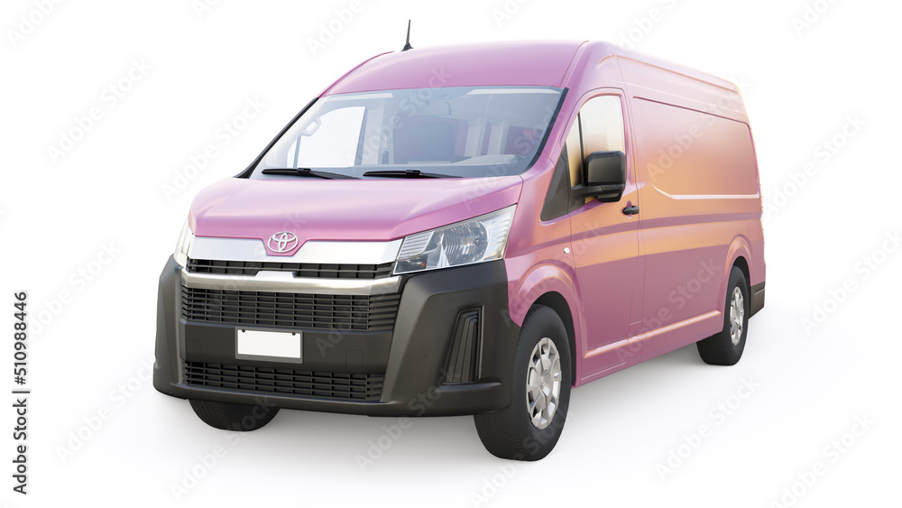 Tokyo, Japan. April 12, 2022: Toyota Hiace. Pink commercial van for ...